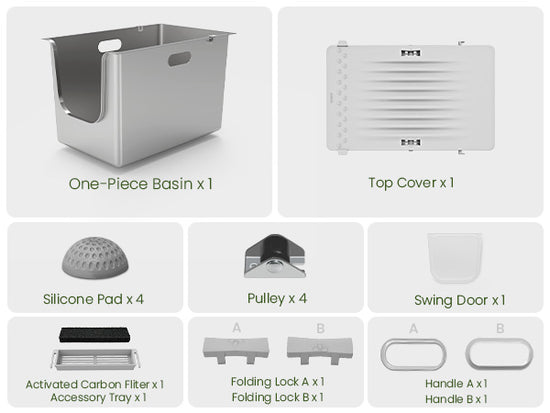 Stainless Steel Litter Box with Lid, 13.7'' High Sides, XL Metal Kitty ...