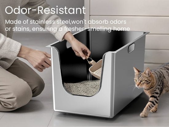Revolutionary 13.8" High-Sided Stainless Steel Cat Litter Box by Ptlom ...